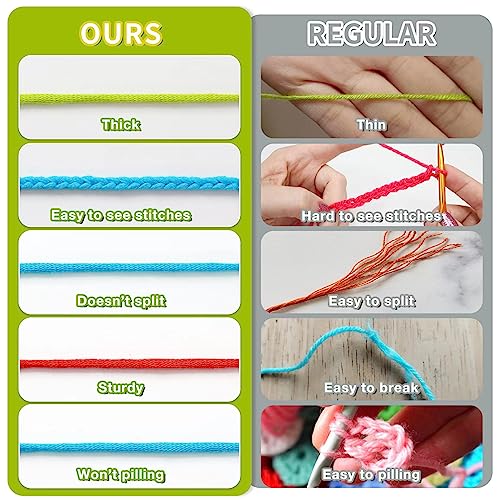 Crochet and Knitting Yarn for Beginners 3x1.76oz Yarn for Crocheting with Easy-to-See Stitches Chunky Cotton-Nylon Blend Easy Yarn Kit for Beginner Crocheting Set 262 Yards, Yellow&White&Orange