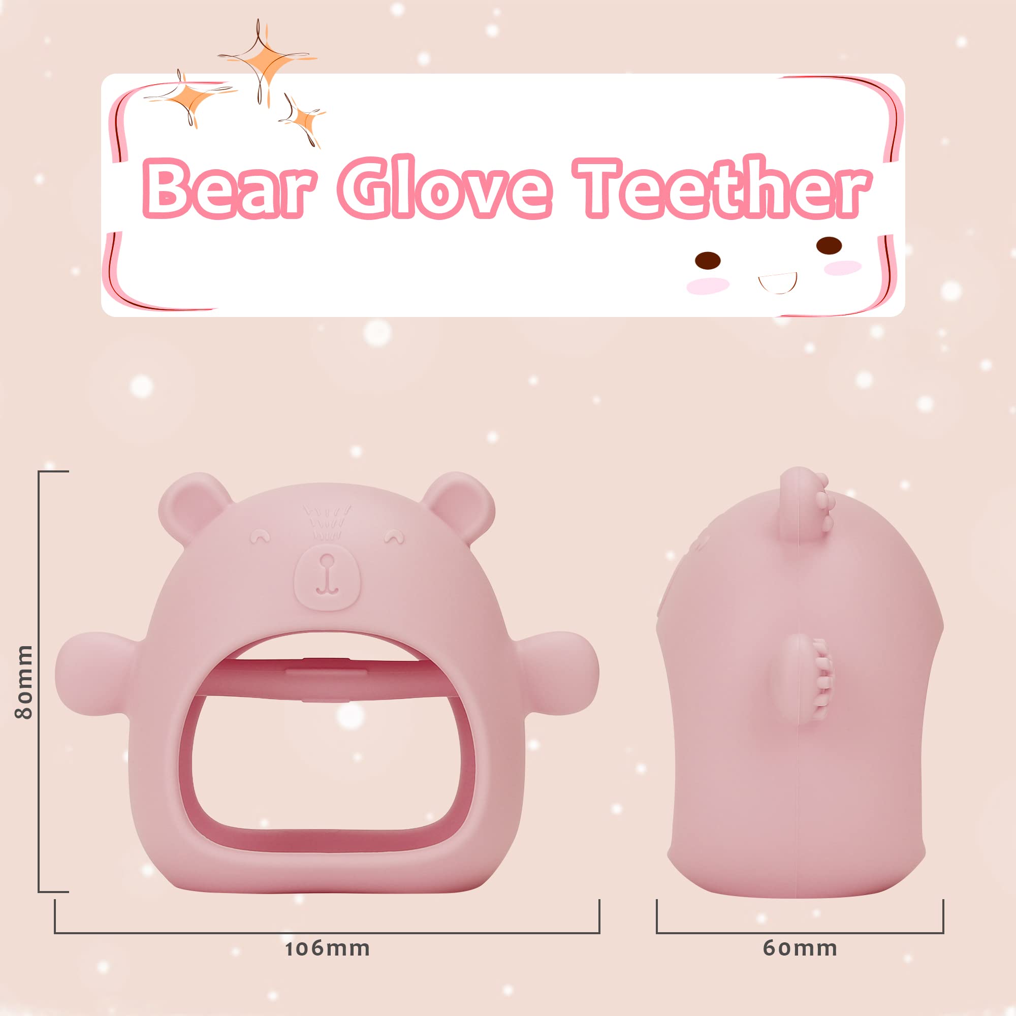 Bear Never Drop Silicone Teething Toys for Babies 0-6 Months 6-12 Months Baby Teething Toys for Sucking Needs Teethers Toys for Babies (LightBluePink)