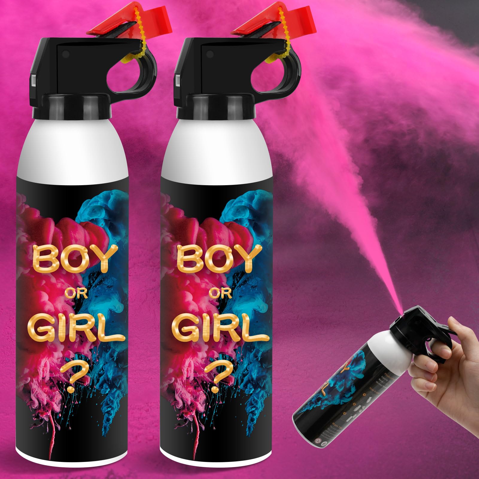 Gender Reveal Fire Extinguisher 2 Pack, Gender Reveal Decor, Baby Girl Reveal Party Ideas 100% Biodegragable for Gender Reveal Decorationsļ¼Pinkļ¼