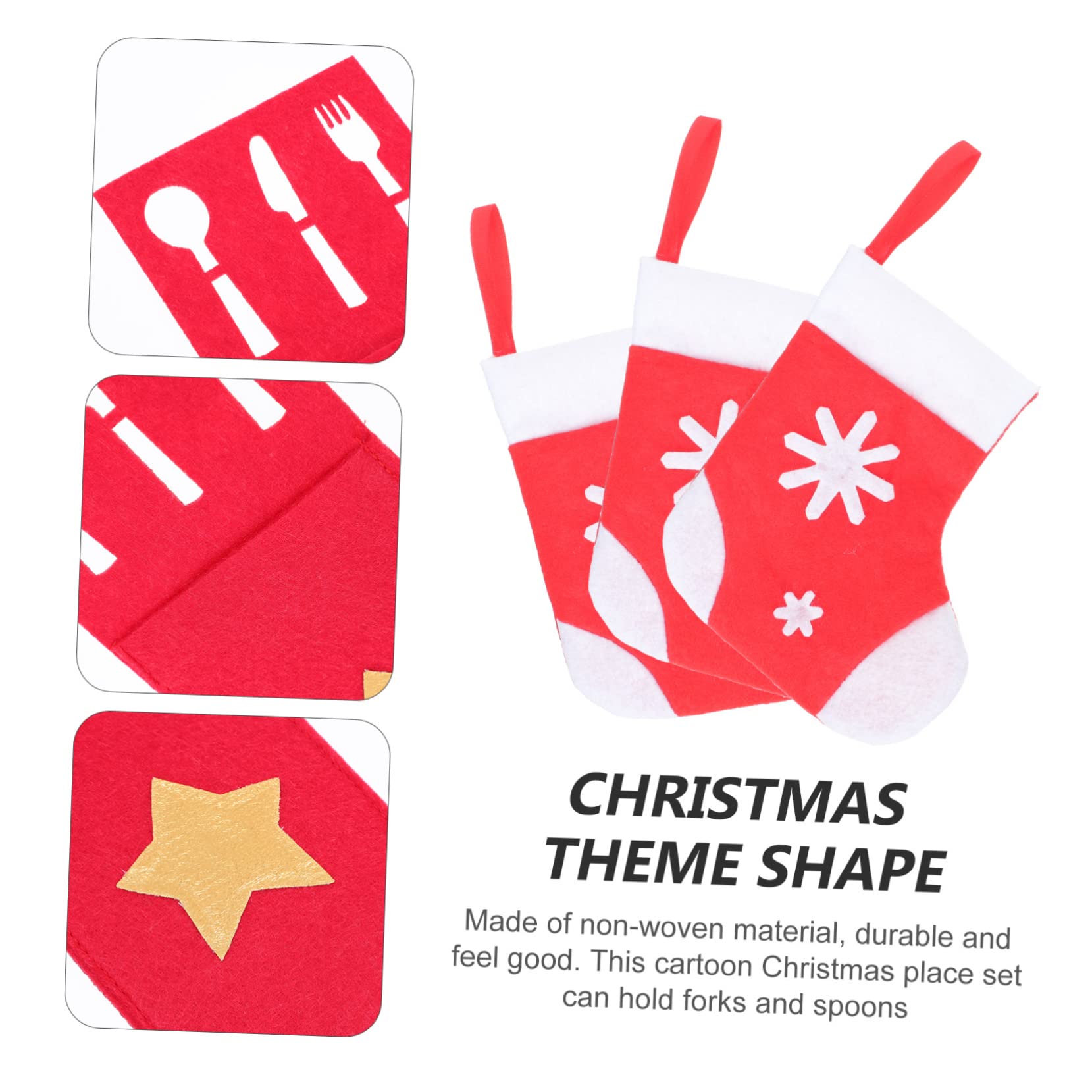 BESTOYARD 6pcs Cutlery Bag Cutlery Set Christmas Cutlery Bags Xmas Party Decoration Dinning Table Decor Red Table Decor Christmas Silverware Fork Spoon Holder Cutters Forks Covers Mini