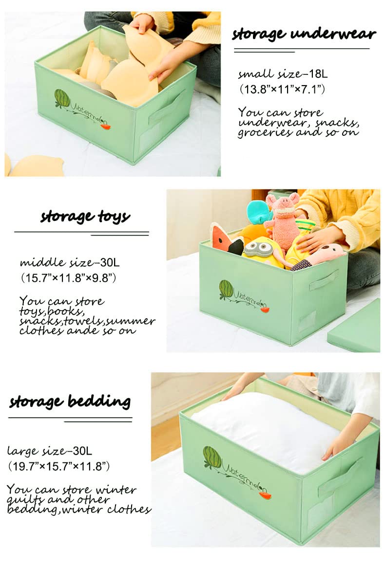 Purme Foldable Storage Bins,Pack of 3, Large Collapsible Cube Storage Boxes Organizer Containers Baskets with Reinforced Handle and Lid for Home Wardrobe Closet Bedroom