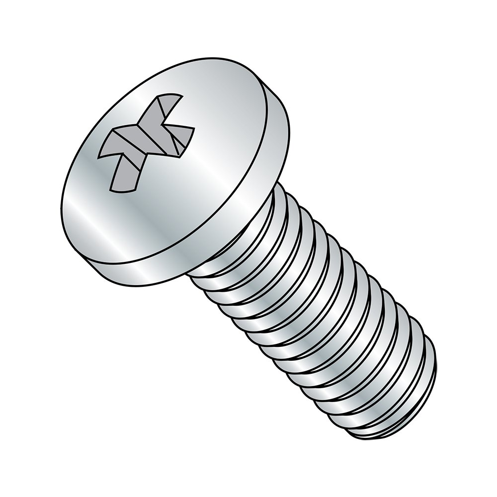 Small Parts Steel Pan Head Machine Screw, Zinc Plated, Meets ASME B18.6.3, #2 Phillips Drive, #10-32 Thread Size, 4-1/4" Length, Fully Threaded, Imported (Pack of 10)