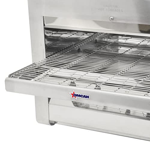 Omcan 11387 14 Inch Wide Conveyor Belt Adjustable Heat and Speed Stainless Steel Infrared Baking Commercial Kitchen Toaster Oven