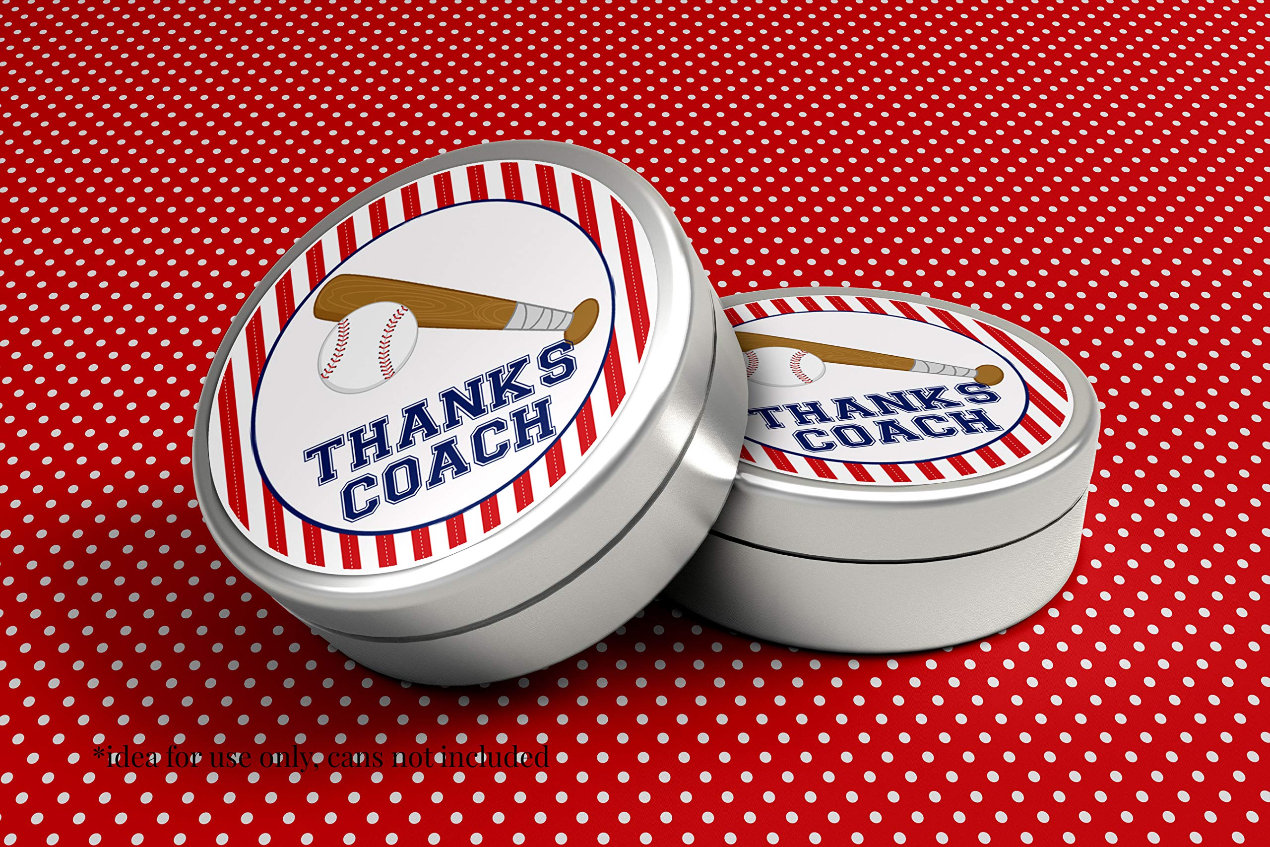 Baseball Team Coach Appreciation Thank You Sticker Labels, 40 2" Party Circle Stickers by AmandaCreation, Great for Envelope Seals & Gift Bags