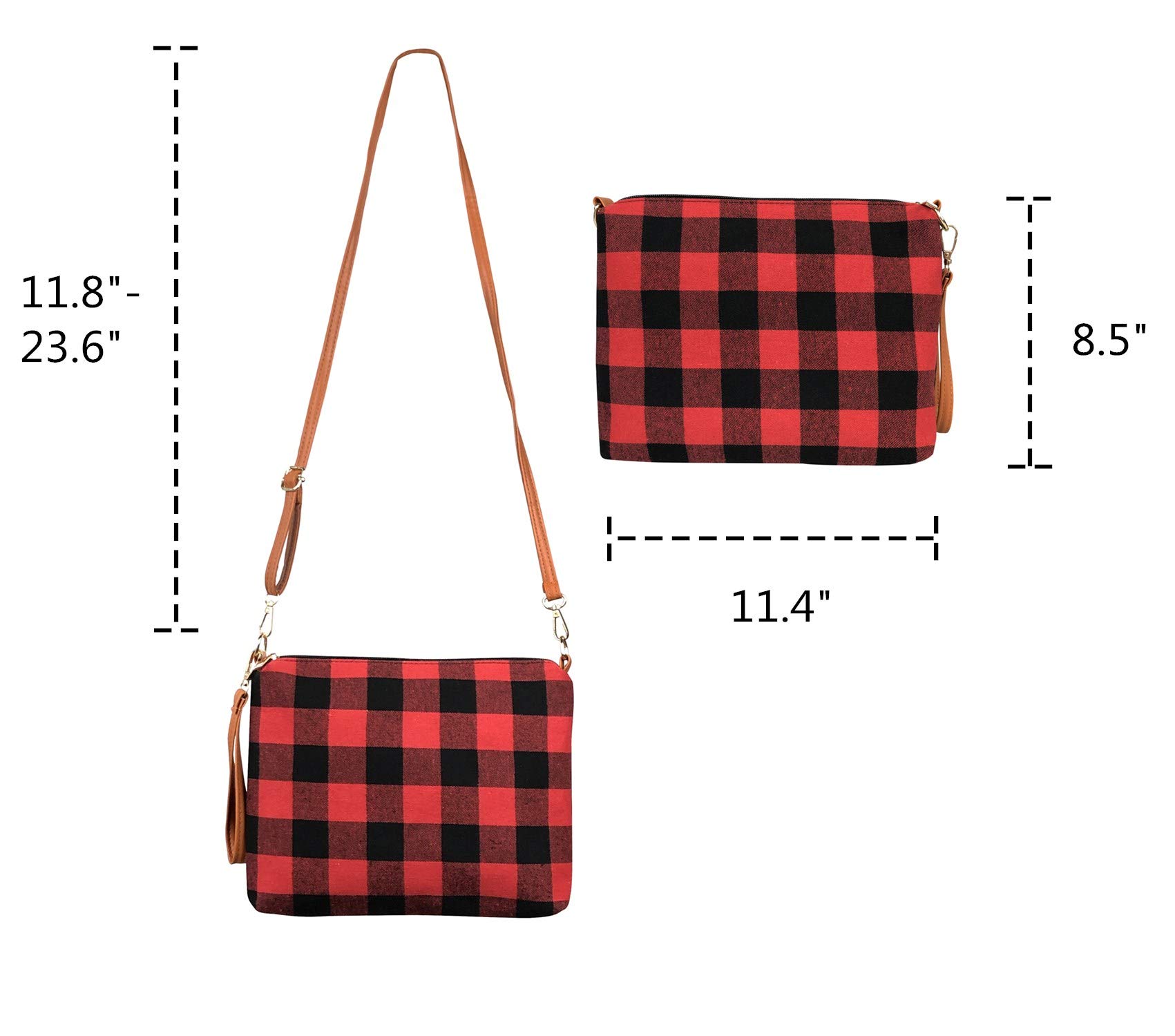 MONOBLANKS Women Buffalo Plaid Crossbody Purse Bag Small Shoulder Wristlet Phone Bag (Red Buffalo Plaid)