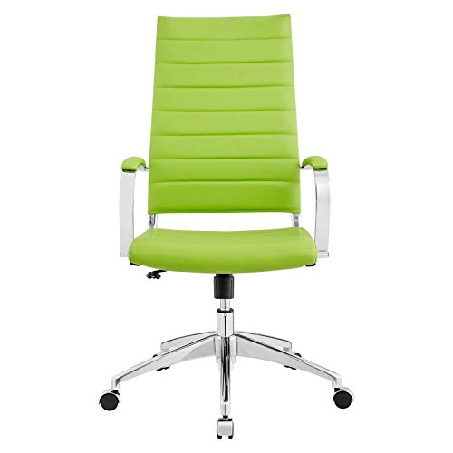 Modway Jive Ribbed High Back Tall Executive Swivel Office Chair With Arms In Bright Green