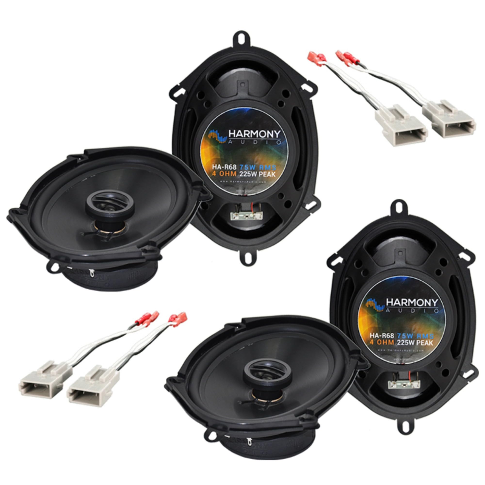 Harmony Audio Bundle Compatible with 1997-2003 Ford F-150 (2) HA-R68 5x7 6x8 New Factory Speaker Replacement Upgrade Package 225W Speakers with HA-725512 Factory Speaker Replacement Harness