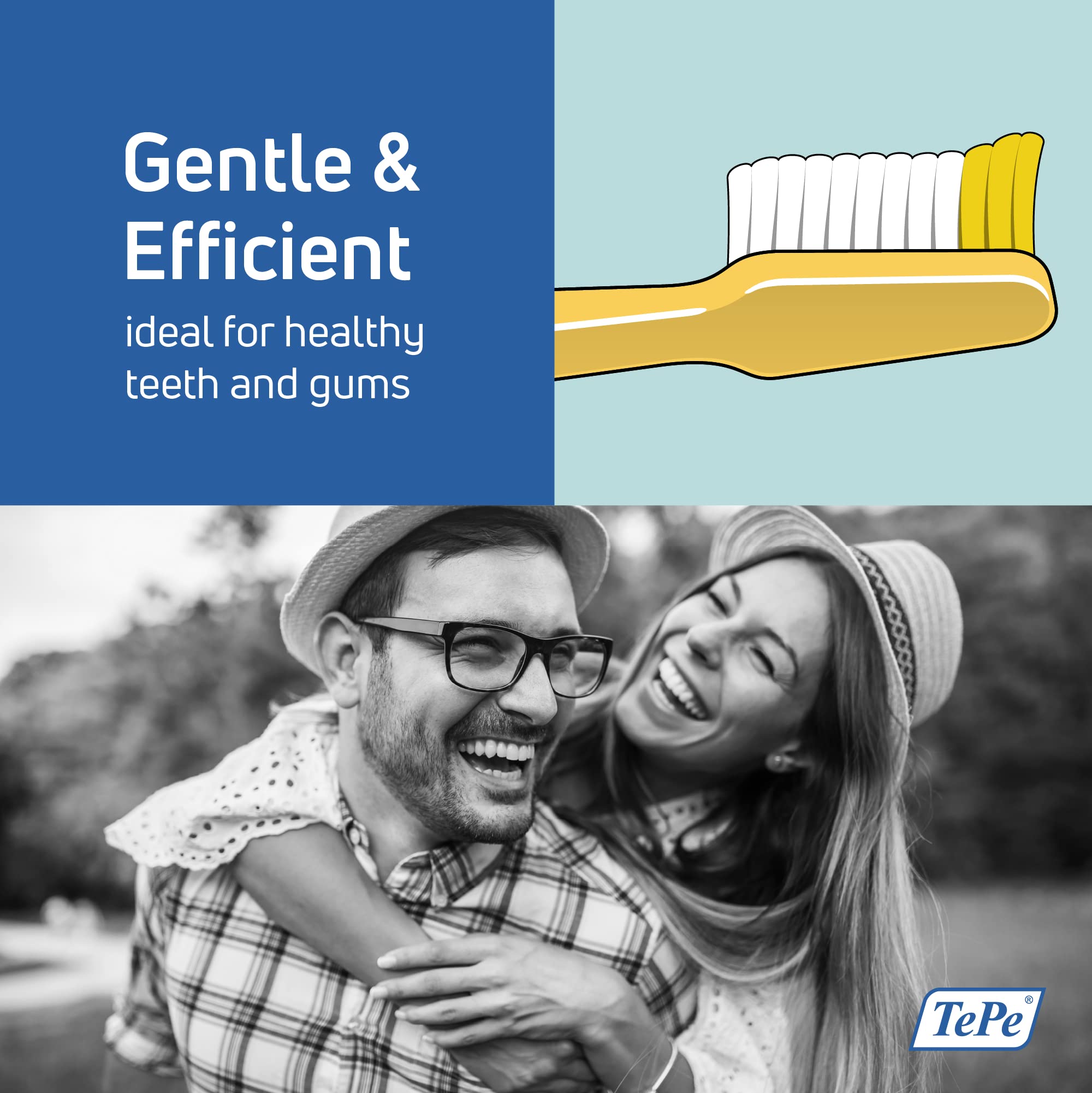 TEPE Nova Medium Firm Toothbrush for Adults with Tapered Head, Angled Neck, and Thumb Grip, Pack of 1