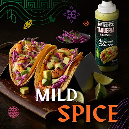 HERDEZ TAQUERIA STREET SAUCE Variety Pack, Habanero, Verde, Roja, Chipotle, Avocado Cilantro, Cilantro Lime, 9 oz Bottles (6 Pack)
