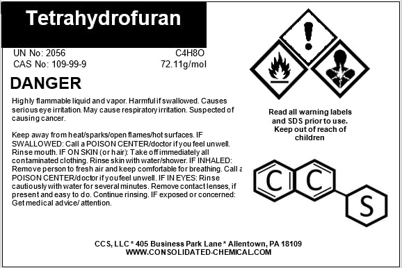 Tetrahydrofuran (THF) High Purity Solvent - 500mL (16 Fl Oz)