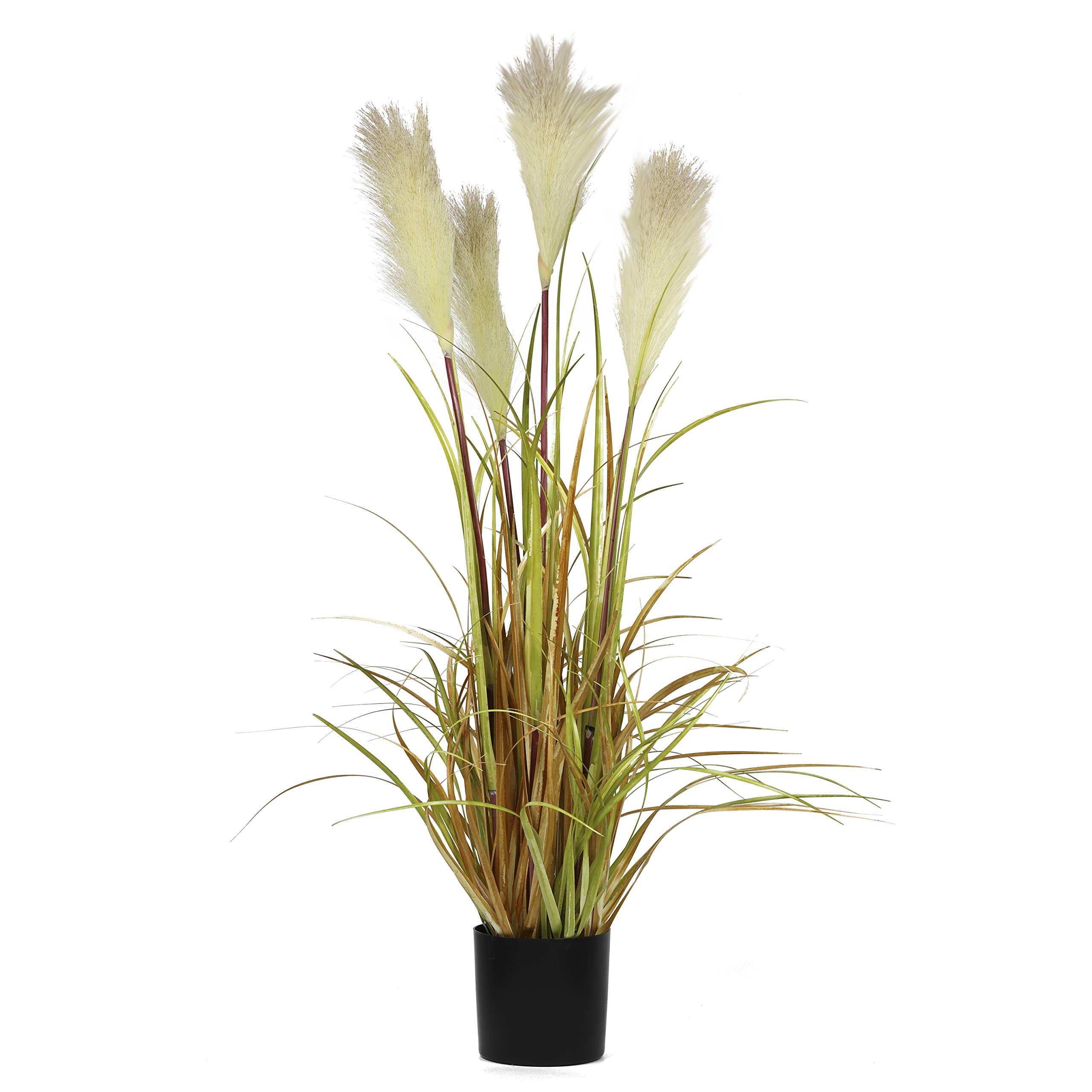 NCYP Artificial Plants for Home Decor (35 Inches Tall) Indoor Natural Large Faux Potted Plants with Black Planter Pot, Office Floor Decorative, Fake Reed Grasses