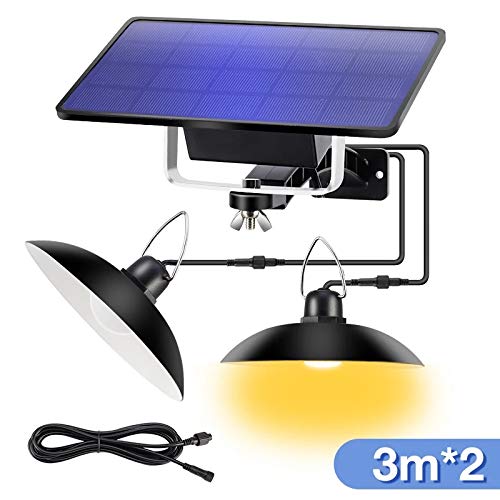 HFFFHA LED Solar Chandelier Outdoor Indoor Solar Power Lamp with Wire Bulb Shed Light Home Garden Yard Single Head Lamp,White