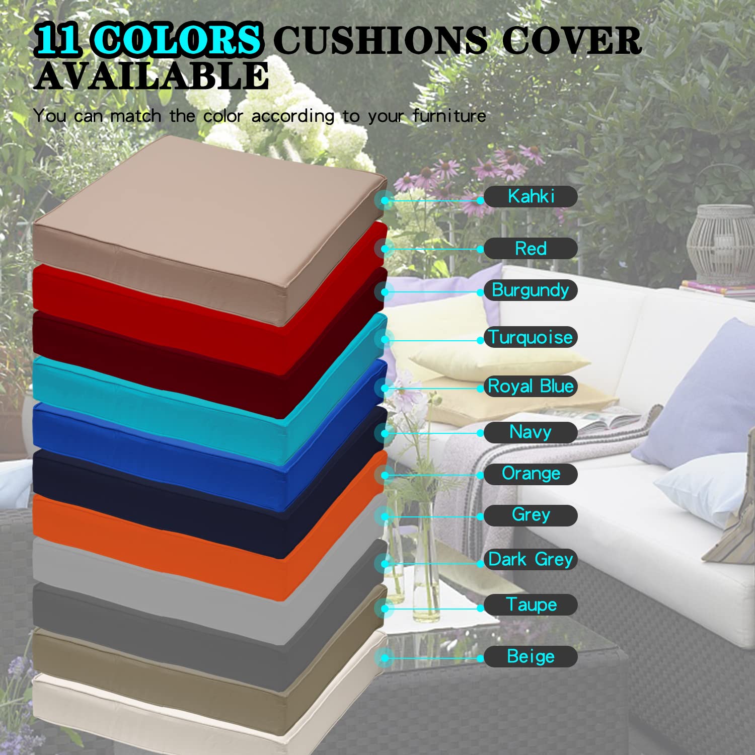ClawsCover 8Pack Outdoor Seat and Back Cushions Replacement Covers Fit for 4 Pieces 4-Seater Wicker Rattan Patio Furniture Set Loveseat Sectional Couch with Storage Box,Cream-Include Cover Only