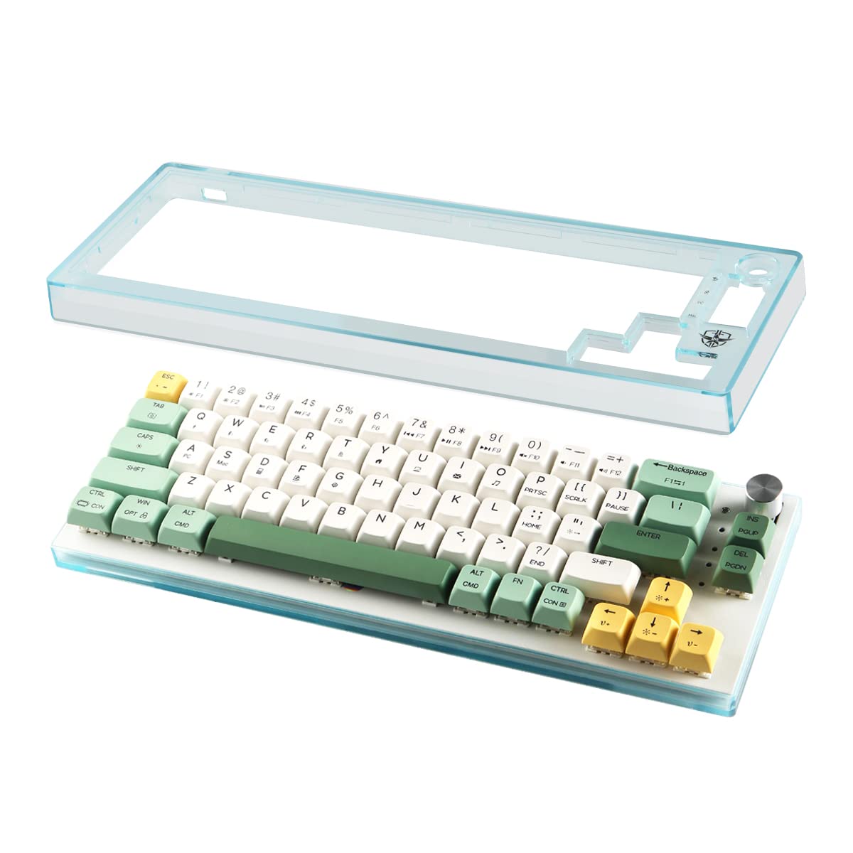 BOYI TD66 Mini RGB Hot Swappable Tri-Mode 65% Mechanical Gaming Keyboard with Knob,2.4Ghz/Bluetooth 5.0/Wired Dye Sublimation PBT Keycaps Programmable Keyboard for Mac/Win/Gamers(Avocado XDA Keycaps)