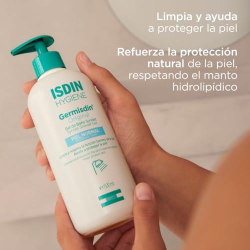 ISDIN Germisdin Soap Free Body Wash Daily Hand and Body Gel, Original, 17 Fl Oz