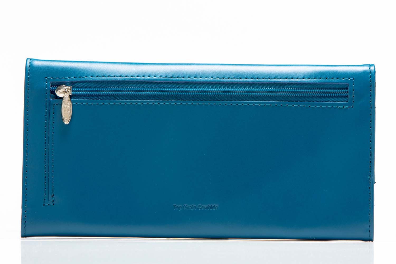 Big Skinny Women's Slimvelope Leather Tri-Fold Checkbook Slim Wallet, Holds Up to 40 Cards, Ocean Blue