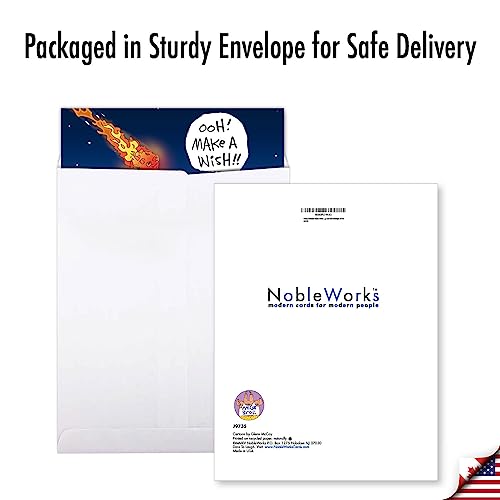 NobleWorks - 1 Jumbo Funny Birthday Card with Envelope (8.5 x 11 Inch) - Birthday Occasion Humor, Group Cartoon Card - Make a Wish J9735