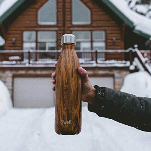 S'well Stainless Steel Water Bottle-9 Fl Oz-Teakwood-Triple-Layered Vacuum-Insulated Containers Keeps Drinks Cold for 24 Hours and Hot for 12-BPA-Free-Perfect for The Go