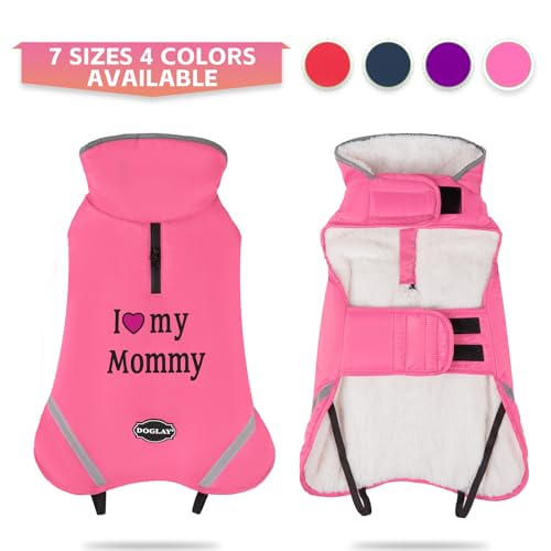 Doglay Cute Dog Coat, Warm Dog Winter Jacket Reflective Waterproof Dog Winter Coat with Thicken Fleece, Puppy Coat for Small Medium Large Dogs.