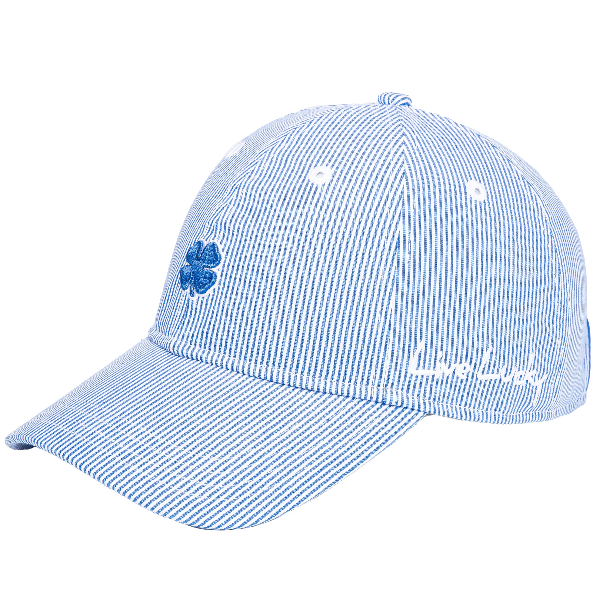Black Clover Women’s Summer Breeze White/Royal Striped Adjustable 6 Panel Hat