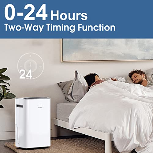 ROVRAK 50 Pint 3500 Sq. Ft. Dehumidifier 3 Modes Adjustable Household Dehumidifier, with Auto or Manual Drainage and 0.66 Gallon Water Tank Capacity for Living Room Wardrobe Garage