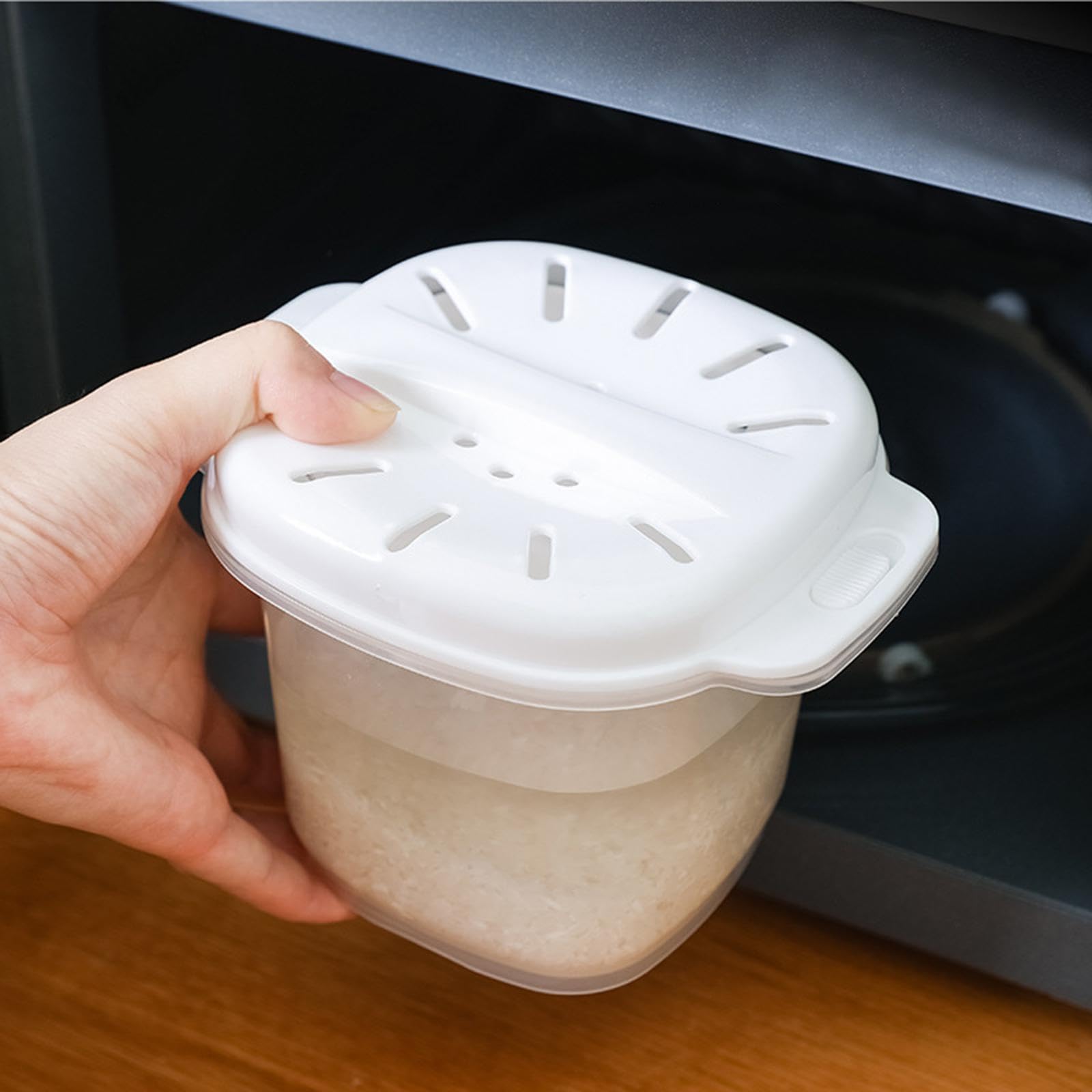 Fenteer Microwave Rice Cooker Pasta Cooker Food Storage Container with Lid Cookware Cookware Steamer Rice Cooking