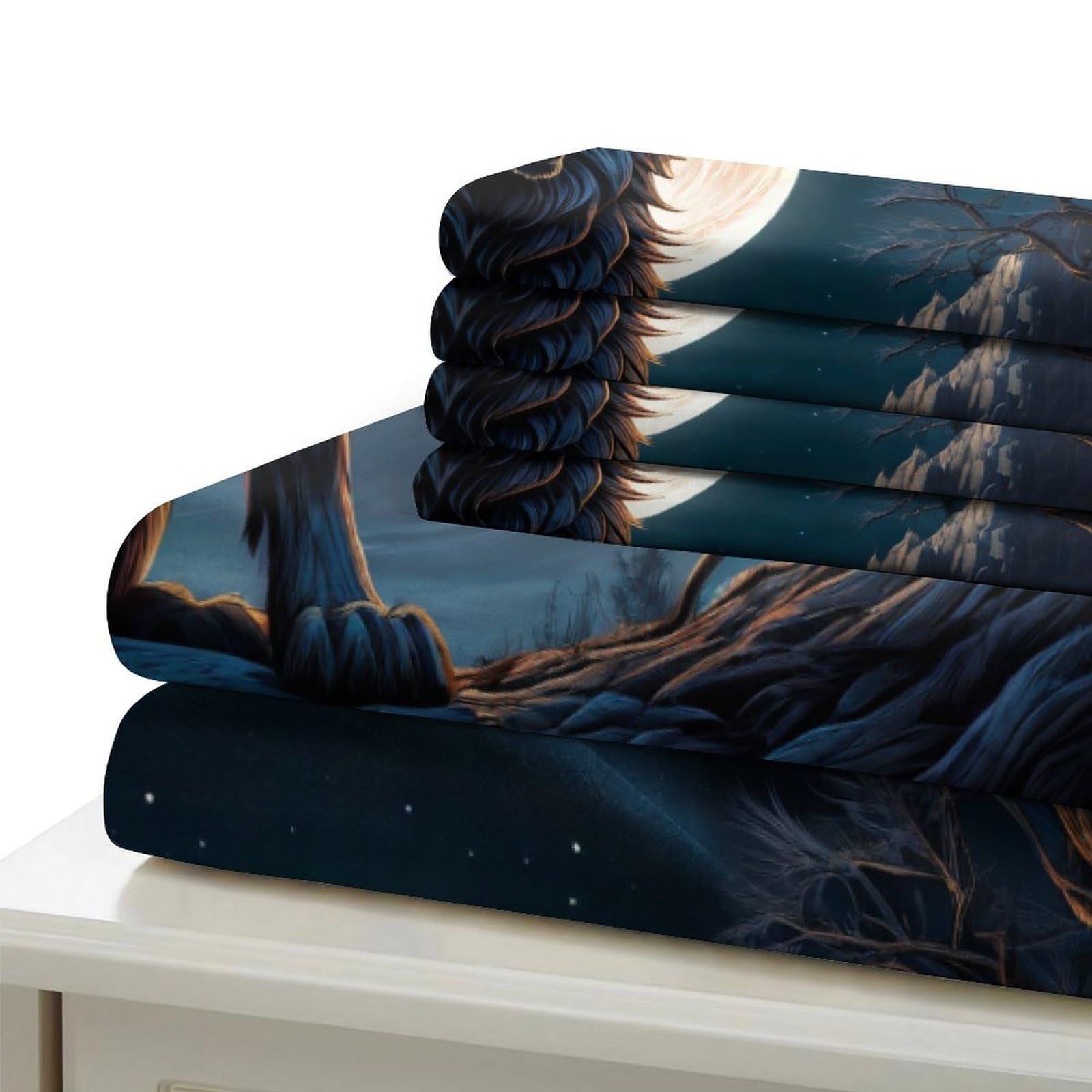 EVMILA Gothic Wolf for Teens and Adults Duvet Cover Quilt Cover 3D Print Scary Night Comforter Covers Soft Microfiber with Zipper Closure Bedding Set with Pillow Cases 3 Pieces Twin(173x218cm)