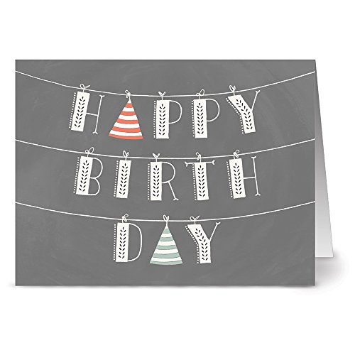 Note Card Cafe Happy Birthday Card Assortment with Gray Envelopes | 36 Pack | Fanciful Birthday Wishes Designs | Blank Inside, Glossy Finish | Bulk Set for Greeting Cards, Occasions, Birthdays