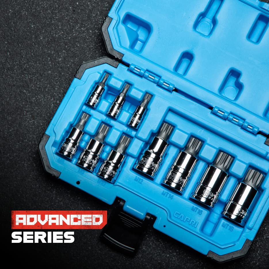 Capri Tools XZN Triple Square Spline Bit Socket Set, Metric, 10-Piece