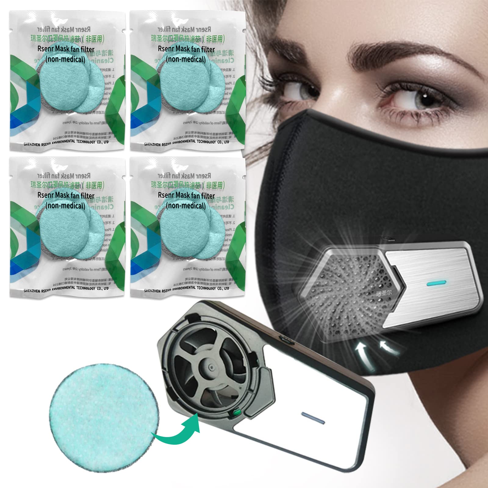 Rsenr Fan Filter Compatible with Rsenr R11 Portable Wearable Air Purifier Maskes Fan Filter(20 PCS) (HEPA Filter)