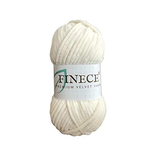 FINECE Soft Velvet Yarn Chenille Yarn for Crocheting Baby Blanket Yarn for Knitting 100 gr (132 yds) Fancy Yarn for Crochet Weaving Craft Amigurumi Yarn (1 Skein, 2020-Cream)
