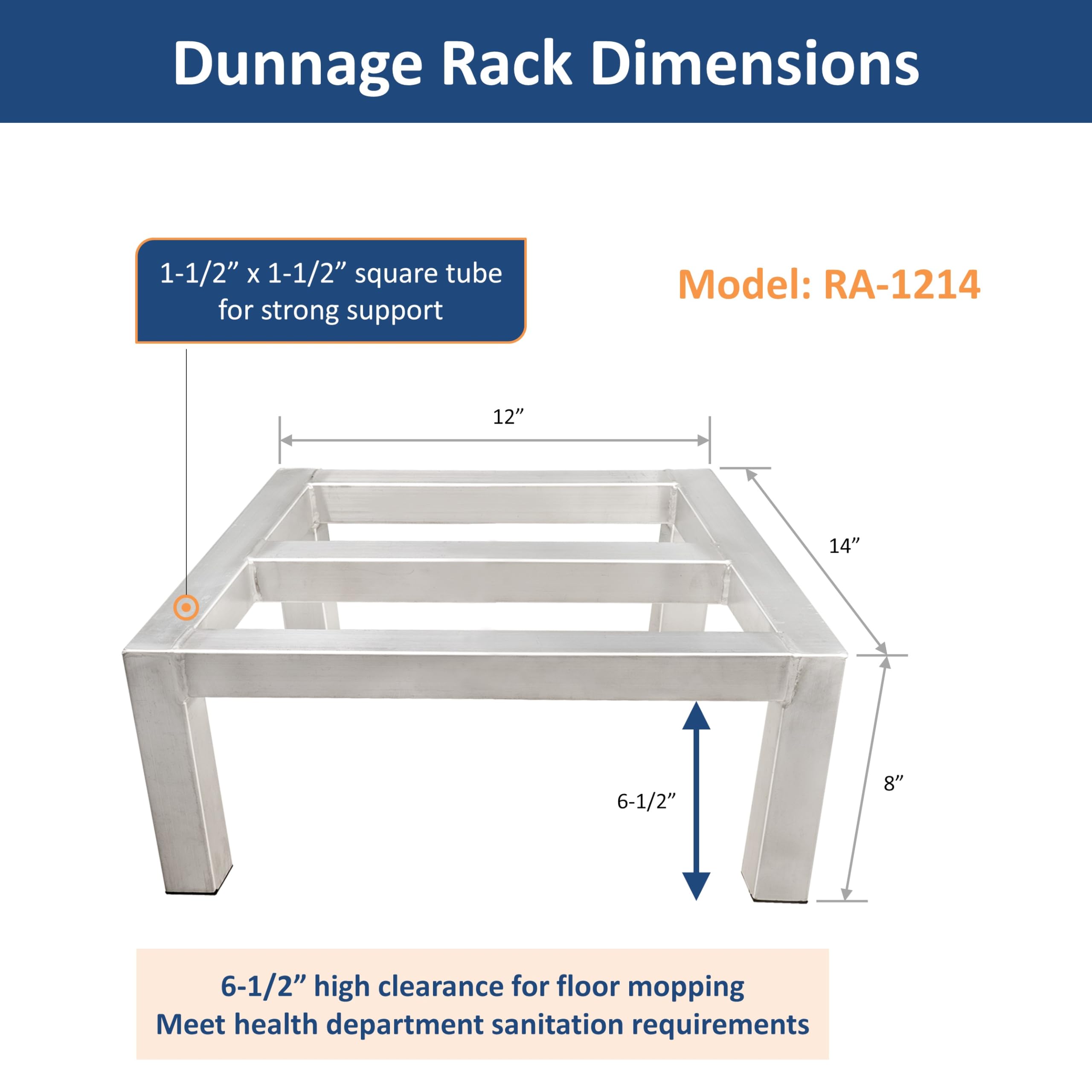 GSW 8-Inch High All Welded Aluminum Dunnage Racks with Plastic Feet, 12”L x 14”W x 8”H