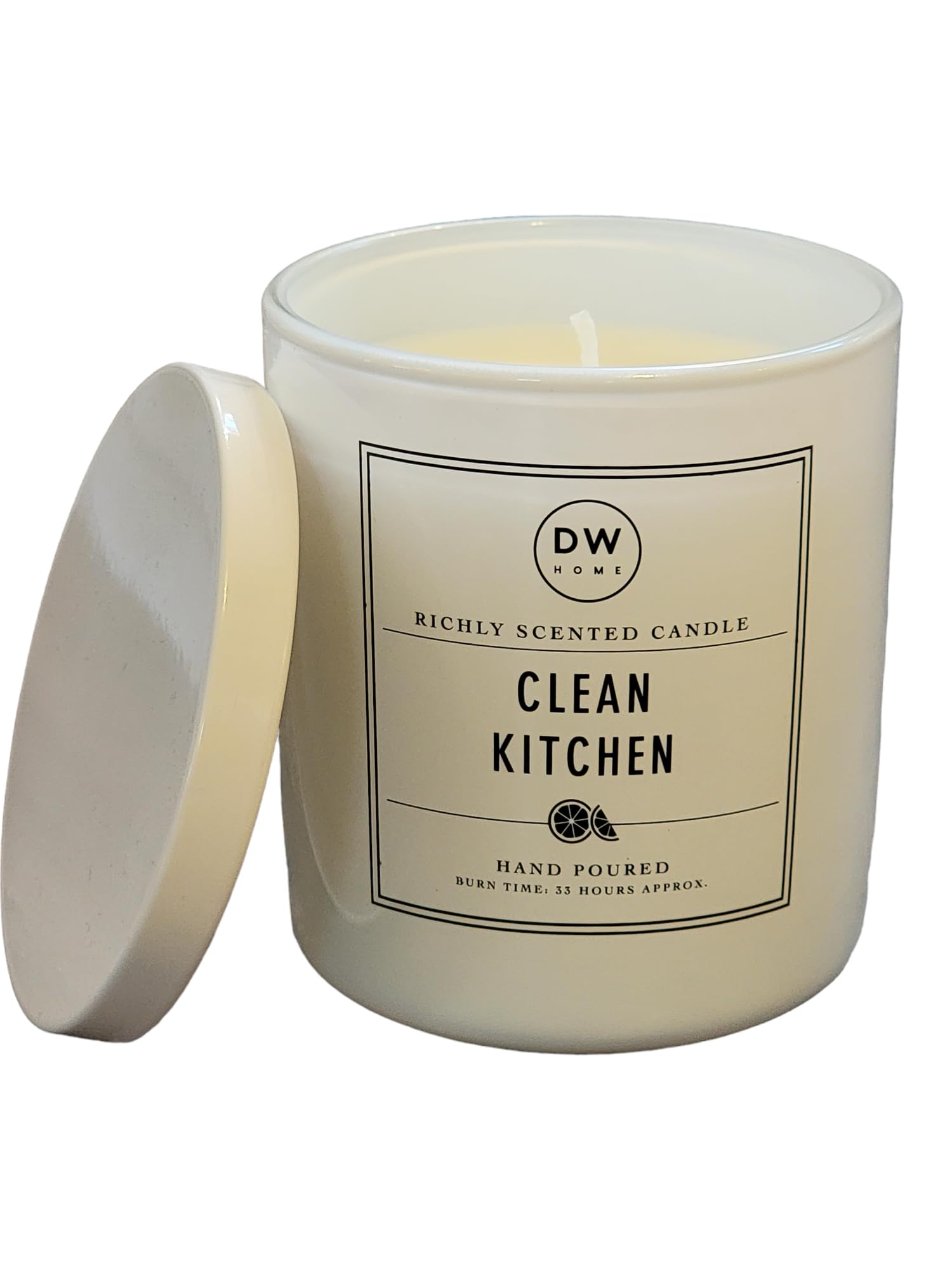Generic Richly Scented Clean Kitchen Candle, Single Wick, 9.3oz, White Jar, White Tin Lid, DW0026