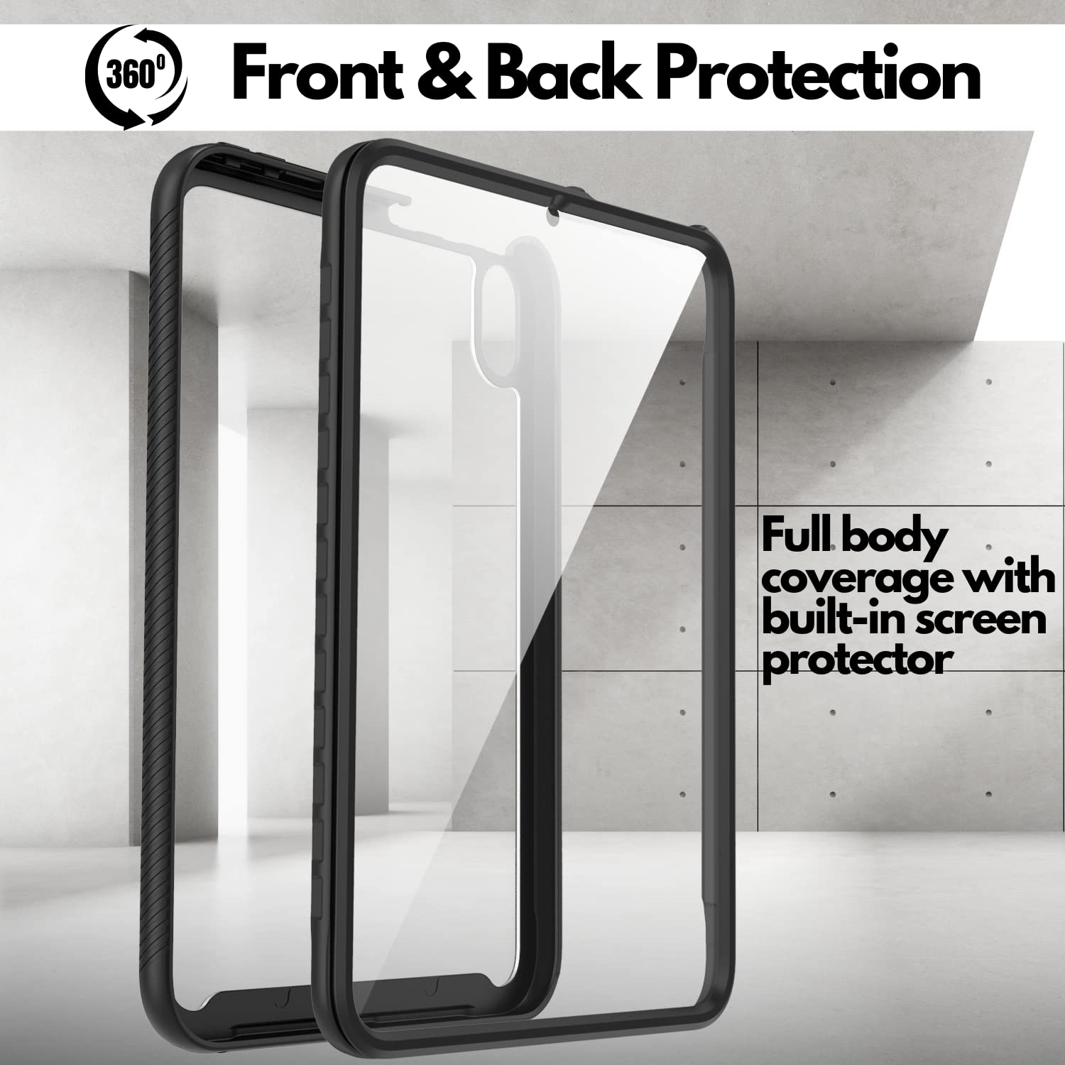 CBUS Heavy-Duty Phone Case with Built-in Screen Protector Compatible with iPad Mini 6 (2021) 6th Generation –– Full Body (Black)