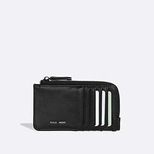 Pixie Mood Quinn 5 x 3 Vegan Leather Zippered ID Card Wallet, Black