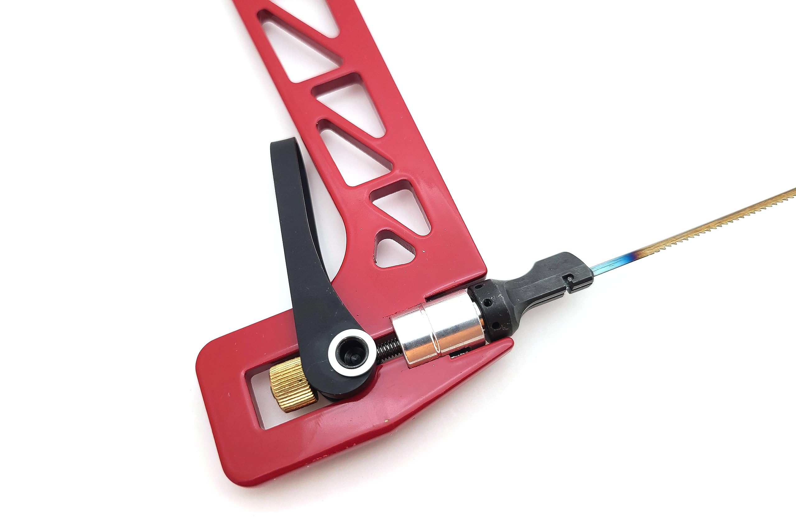 Knew Concepts 125.012 MK IV 6.5 Inch Coping Saw with Cam Lever Tension, Rotating Blade and 12 Each 18 TPI Pegas Pinned Coping Saw Blades