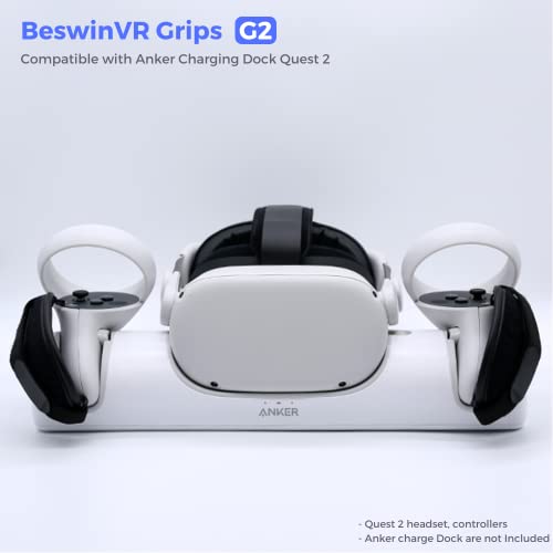 BeswinVR G2- Controller Grips and Knuckle Strap for Quest 2 Anker Charging Dock, for Meta Quest 2, HP Reverb G2 (Black, 1 Pair)