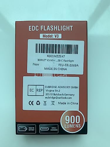BORUIT V3 Small Powerful EDC Flashlight with Red UV Blue Light -Super Bright 900LM Rechargeable Mini Pocket LED Keychain Flash Light - 10 Mode, USB-C, IP65 Waterproof, Magnet, White