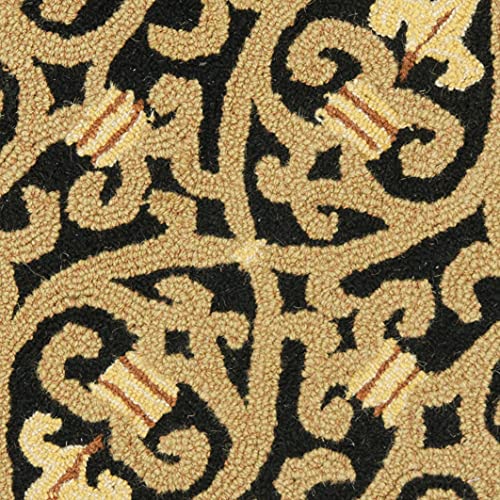 SAFAVIEH Chelsea Collection 3' Round Black HK11A Hand-Hooked French Country Wool Area Rug