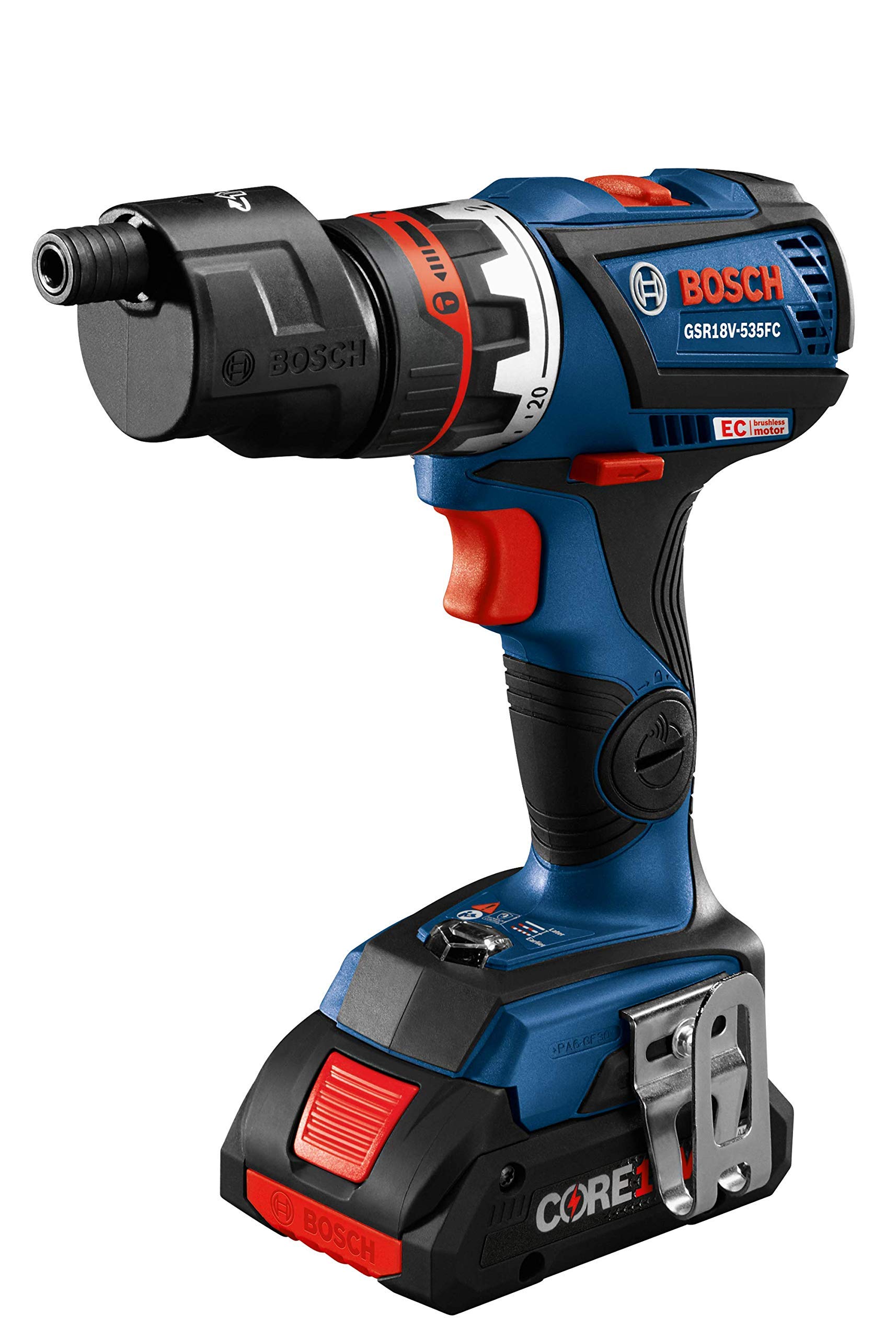 Bosch GSR18V-535FCB15 18V EC Brushless Connected-Ready Flexiclick 5-In-1 Drill/Driver System with (1) CORE18V 4.0 Ah Compact Battery (Renewed)