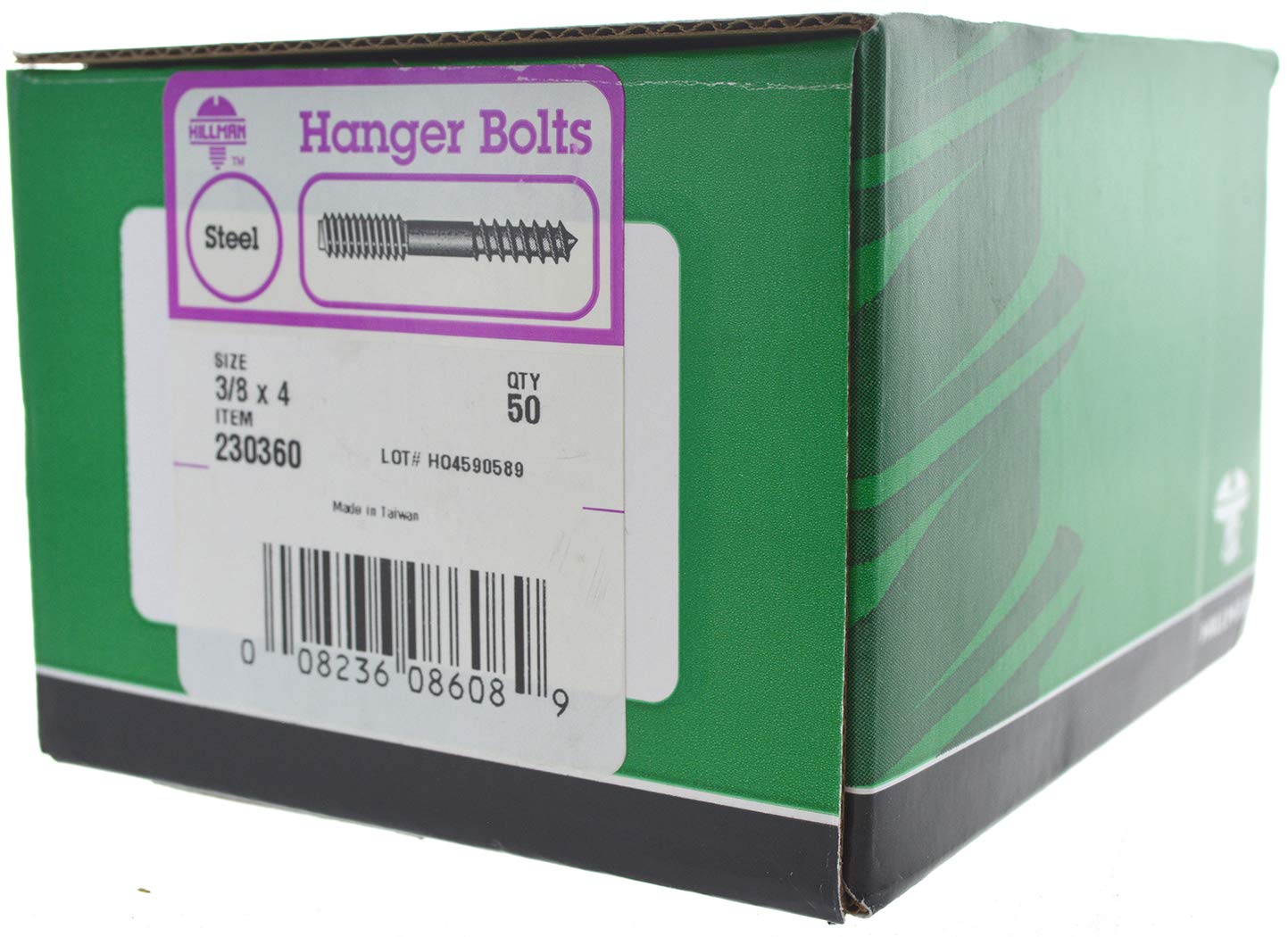 The Hillman Group 230360 Hanger Bolt, 3/8-Inch X 4-Inch, 50-Pack