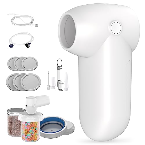 Jar Vacuum Sealer for Mason-Electric 6 in 1 Food Sealer Jar Sealer Handheld Vacuum Sealer Air Pump Kit for Wide and Regular Mouth Mason Jar Compatible with Vacuum Sealer Machine Attachment