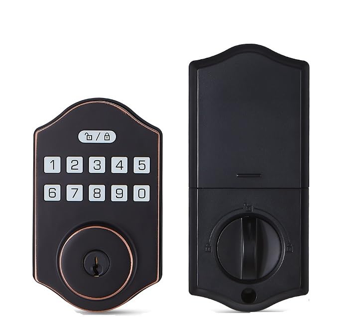 Fingerprint Door Lock - Keyless Entry Door Lock with Keypad - Electronic Deadbolt Keyed Entry - Front Door Lock - Combination Door Lock - Easy Installation - Satin Nickel (Handle Style)