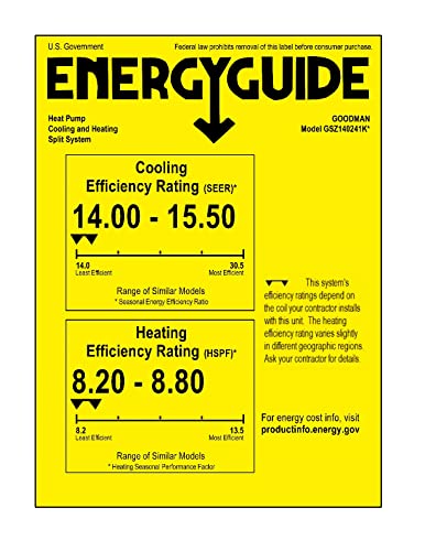 Goodman 2 Ton 14 SEER Heat Pump GSZ140241, Upflow, Downflow, Horizontal Air Handler ARUF25B14