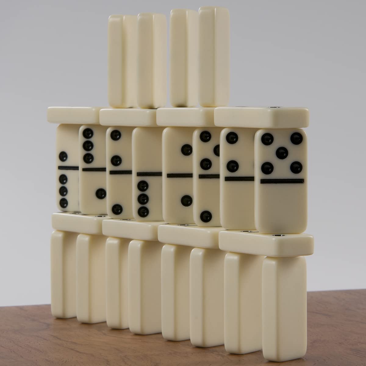 MEIOCION Dominoes Set- 28 Piece Double 6 Ivory Domino Tiles Set, Classic Family Game with Cloth Storage Case
