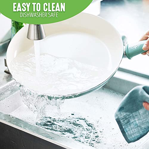 GreenLife Soft Grip Healthy Ceramic Nonstick, 8" Frying Pan Skillet, PFAS-Free, Dishwasher Safe, Turquoise