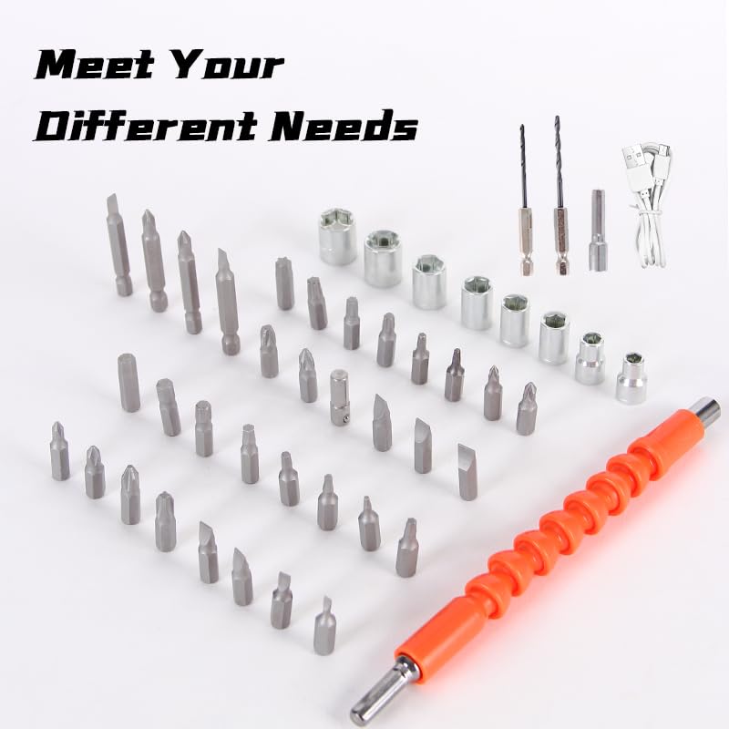 Electric Screwdriver, 47PCS 4.2V Cordless Drill Screwdriver Set, 3.5N·m Max Torque Rechargeable Electric Screwdriver Rotatable Drill Screwdriver for Home DIY Project