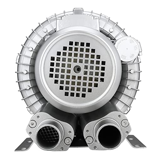 Byjoph 3/4HP Regenerative Blower, 77CFM 110V 60Hz Single Phase, High-Pressure Vortex Ring Blower, Industrial Vacuum Pump for Air Blowing Or Suction for Sewage Aeration Aquarium Fish Pond, Silver