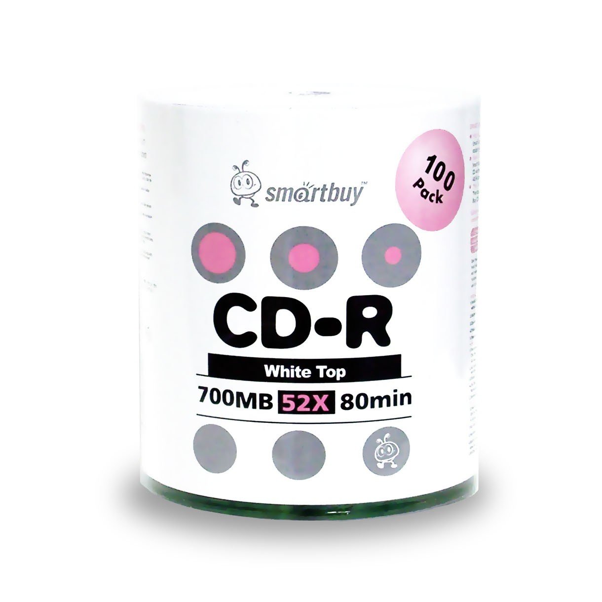 Smartbuy 400-disc 700mb/80min 52x CD-R White Top Blank Recordable Disc + Free Micro Fiber Cloth