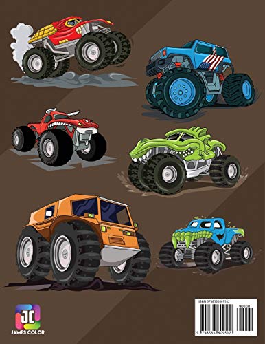 Monster Truck Coloring Book For Kids: Unique Gift For Boys & Girls, Monster Trucks Lovers